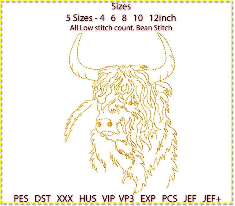 Highland Cow Embroidery Design for Machine Embroidery. Embdroidery File ...