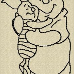 Pooh Piglet Hug Sketch Embroidery Design, Machine Embroidery, Winnie ...