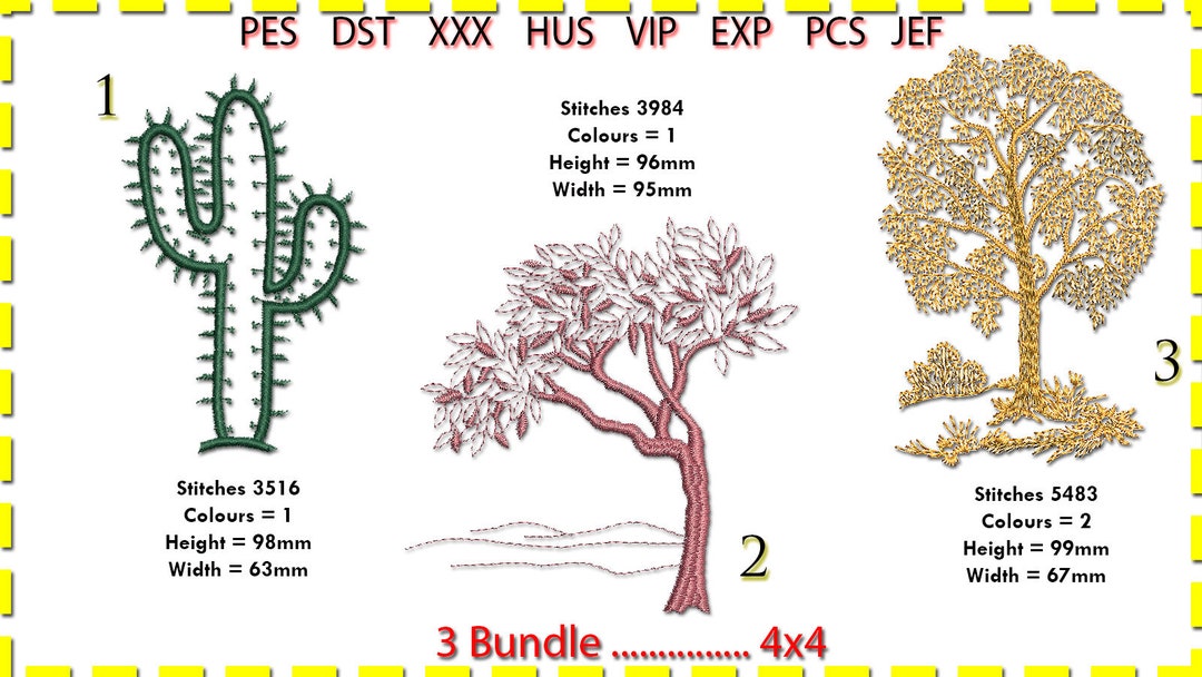 Tree Embroidery Bundle for Machine Embroidery. Embdroidery File. 3 ...