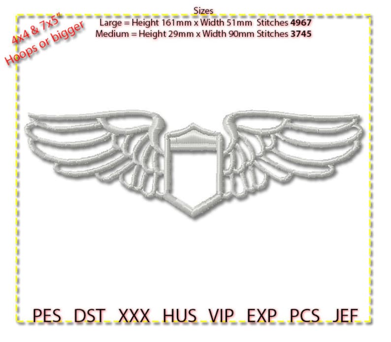 Airborne Embroidery Design, Motto Machine Embroidery, Low Stitch Count ...