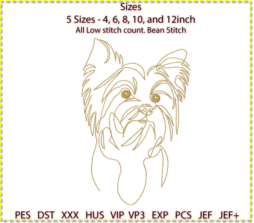 Yorkie Line Art Embroidery Design: Low Stitch Count (4-12 Inch) - Etsy