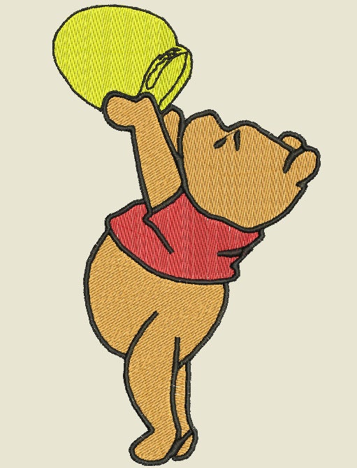 Pooh Embroidery Design Pooh Bear With Empty Honey Pot. - Etsy