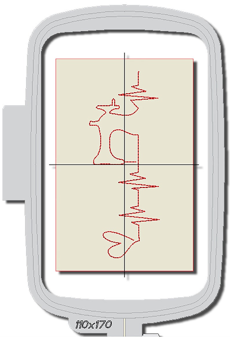 Sewing Machine Heartbeat Line Art Embroidery Design (3-12 Inch ...