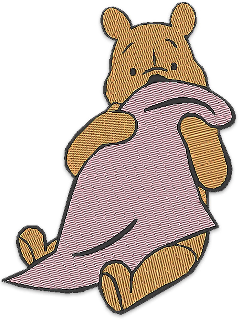 Classic Pooh Embroidery Design, Classic Pooh Bear With Blanket Machine ...