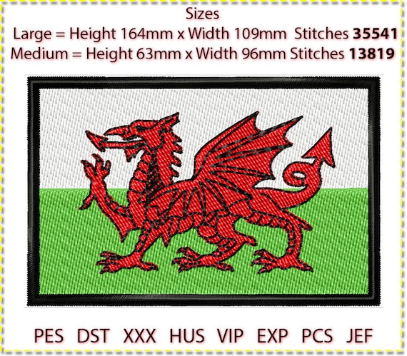 Wales Flag Embroidery Design Motto Machine Embroidery 4 - Etsy