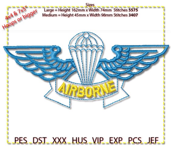 Airborne Embroidery Design Motto Machine Embroidery Low | Etsy