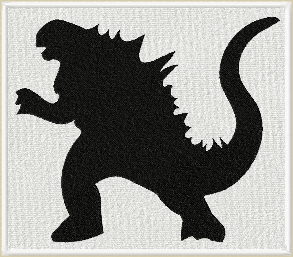 Godzilla Emblem Machine Embroidery Design: Dense Stitch (digital ...
