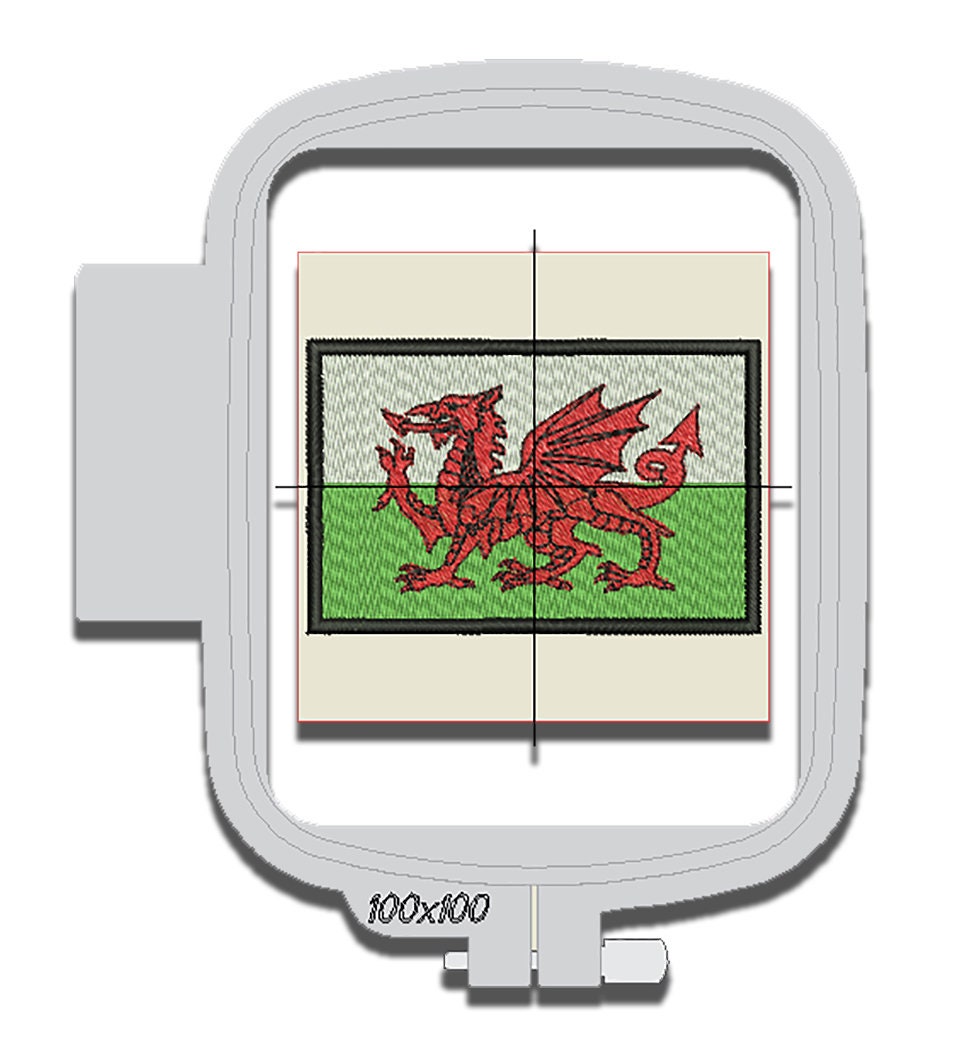 Wales Flag Embroidery Design, Motto Machine Embroidery, 4 Colour. Welsh ...