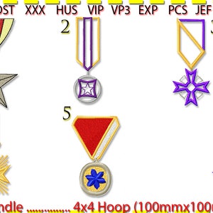 Medal Bundle X 6 Embroidery Design, Machine Embroidery, 4x4 (100mm X ...