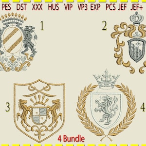 Crests Emblem Bundle. Embroidery Design, Machine Embroidery, 3 Colours ...