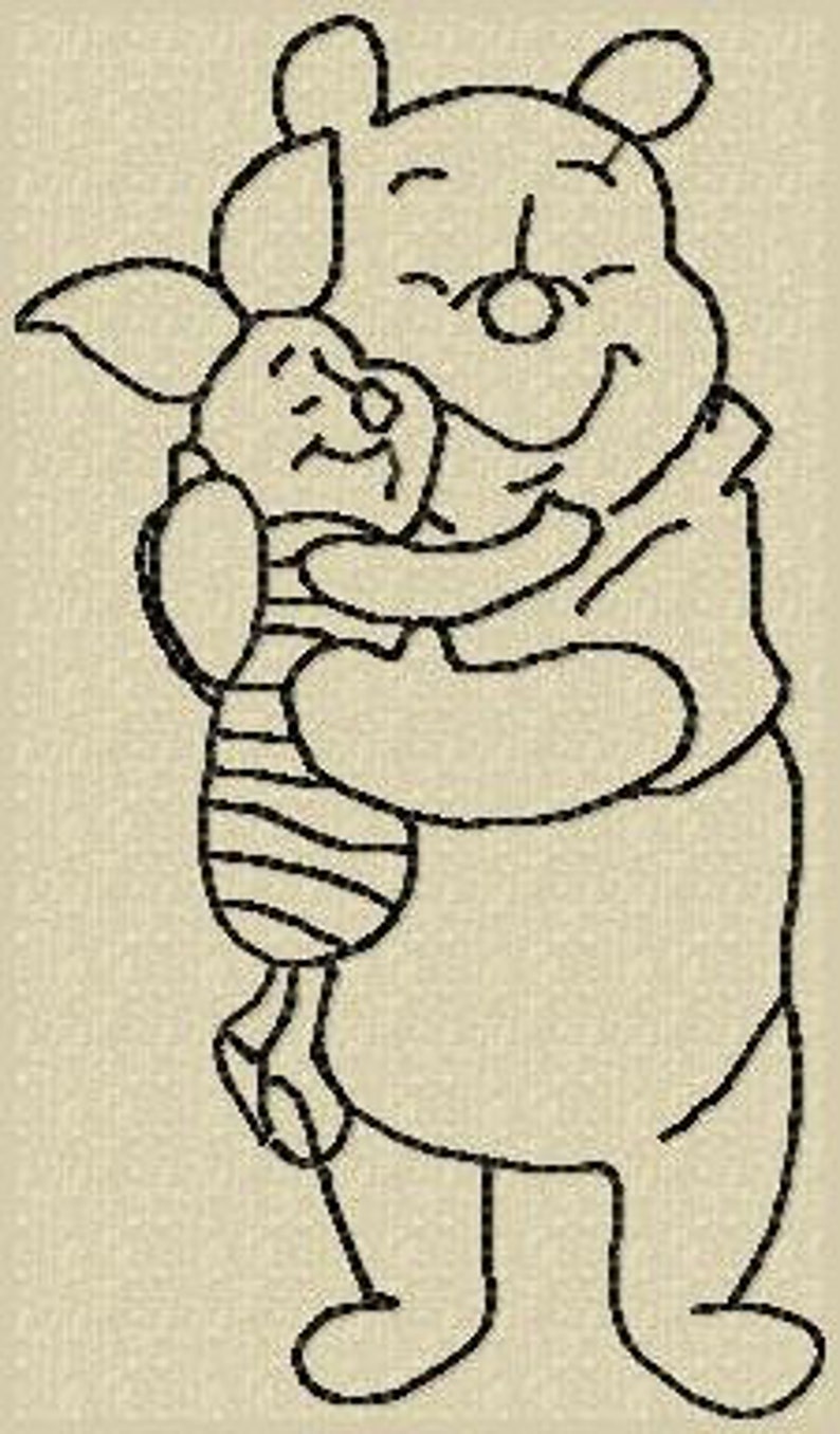 Pooh Piglet Hug Sketch Embroidery Design, Machine Embroidery, Winnie ...