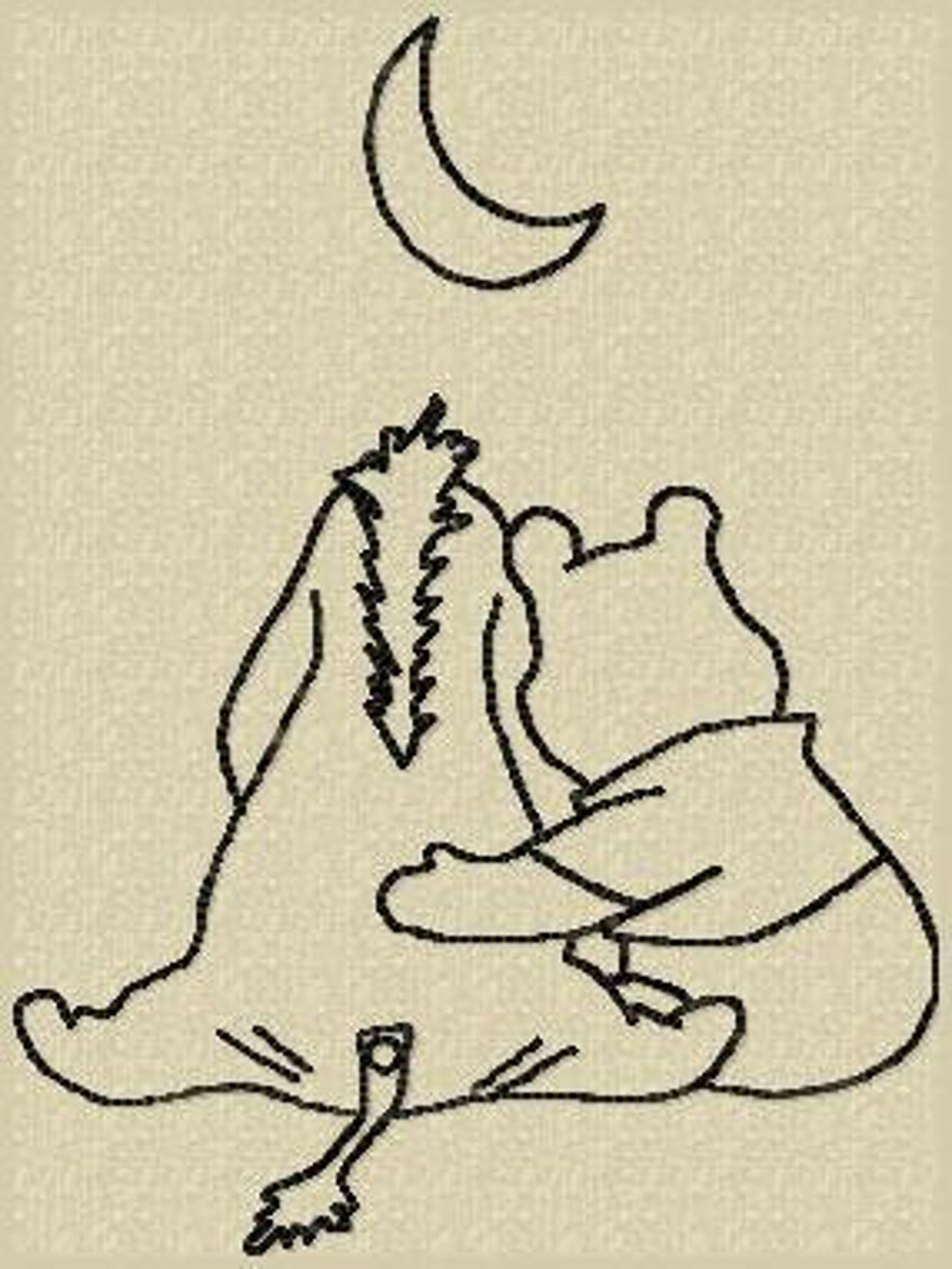 Pooh and Eeyore Hug Sketch Embroidery Design Machine - Etsy