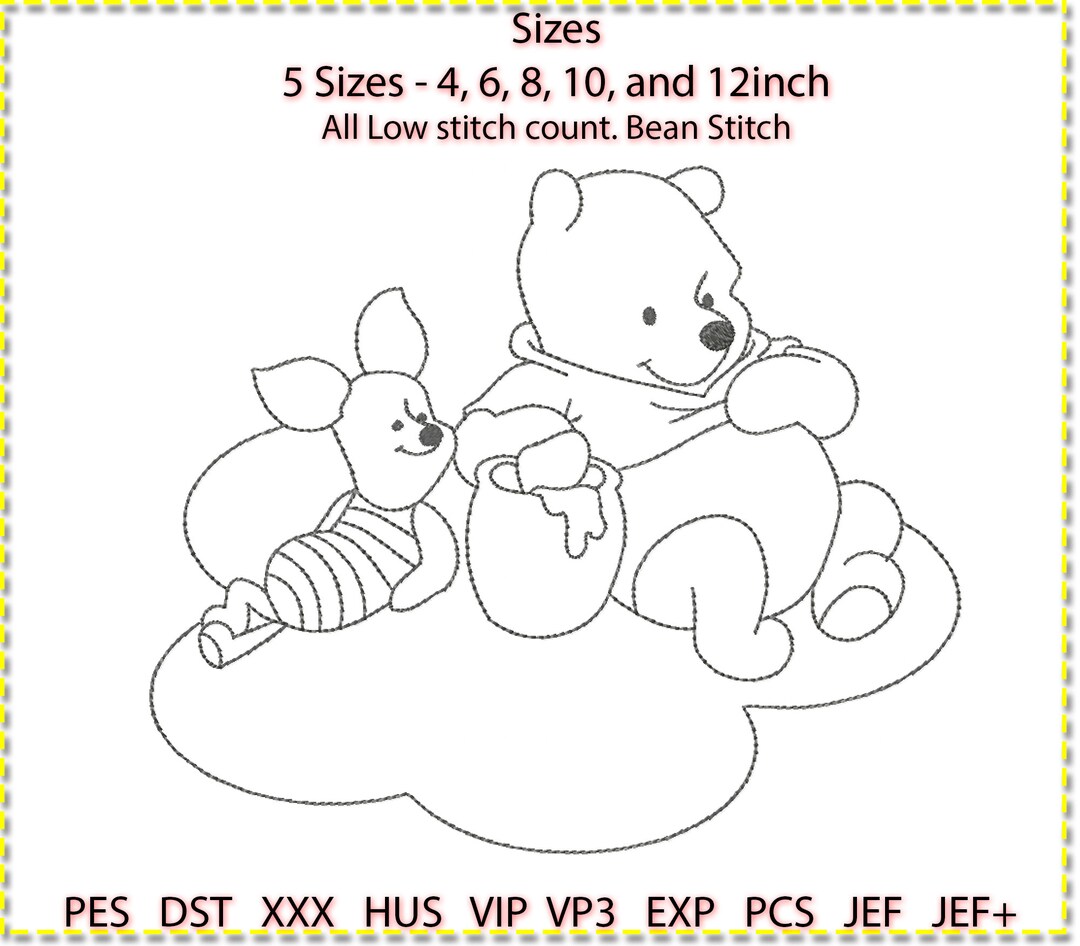 Pooh Piglet Embroidery Design, Machine Embroidery, Winnie the Pooh. Low ...