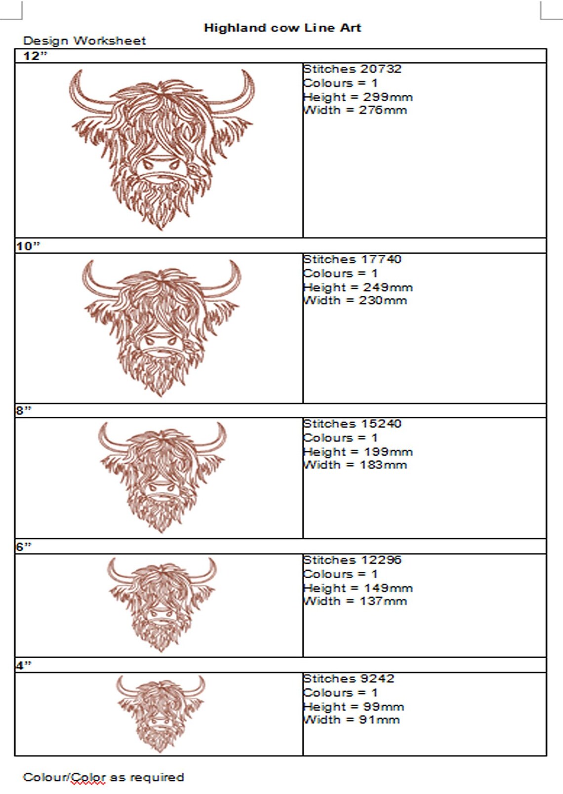Highland Cow Embroidery Design for Machine Embroidery. Embdroidery File ...