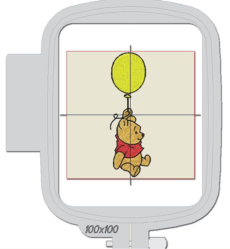 Pooh Embroidery Design, Pooh Bear With Balloon Machine Embroidery ...
