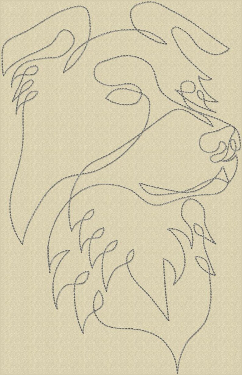 Collie Dog Line Art Embroidery Design: Machine Embroidery (4-12 Inch ...