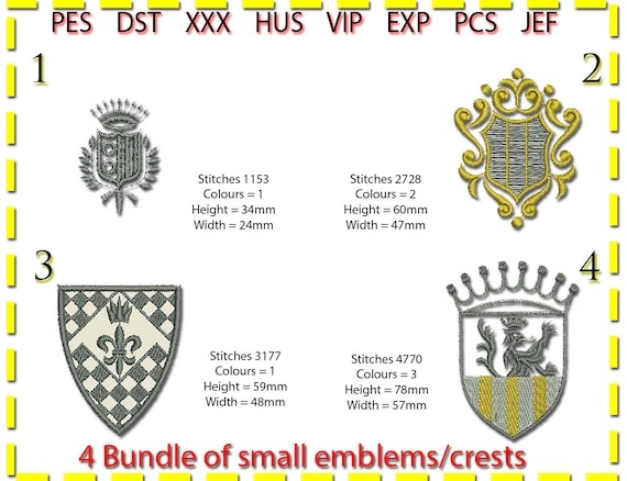 Crests Emblem Bundle 4 Embroidery Design Machine Embroidery - Etsy