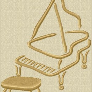 Grand Piano Embroidery Design, Motto Machine Embroidery, 2 Sizes. Low ...