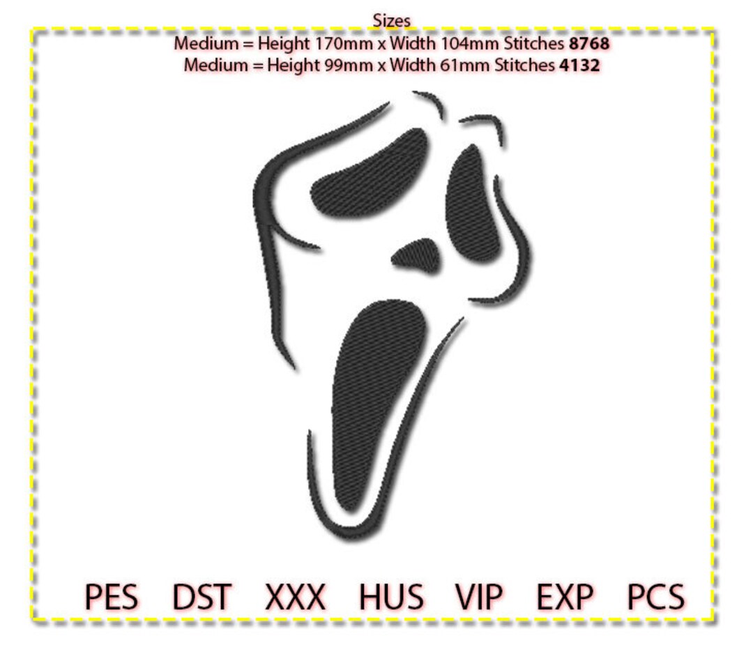 Scream Movie Embroidery Design: Satin Stitch (4x4 & 7x5 Hoop) - Etsy
