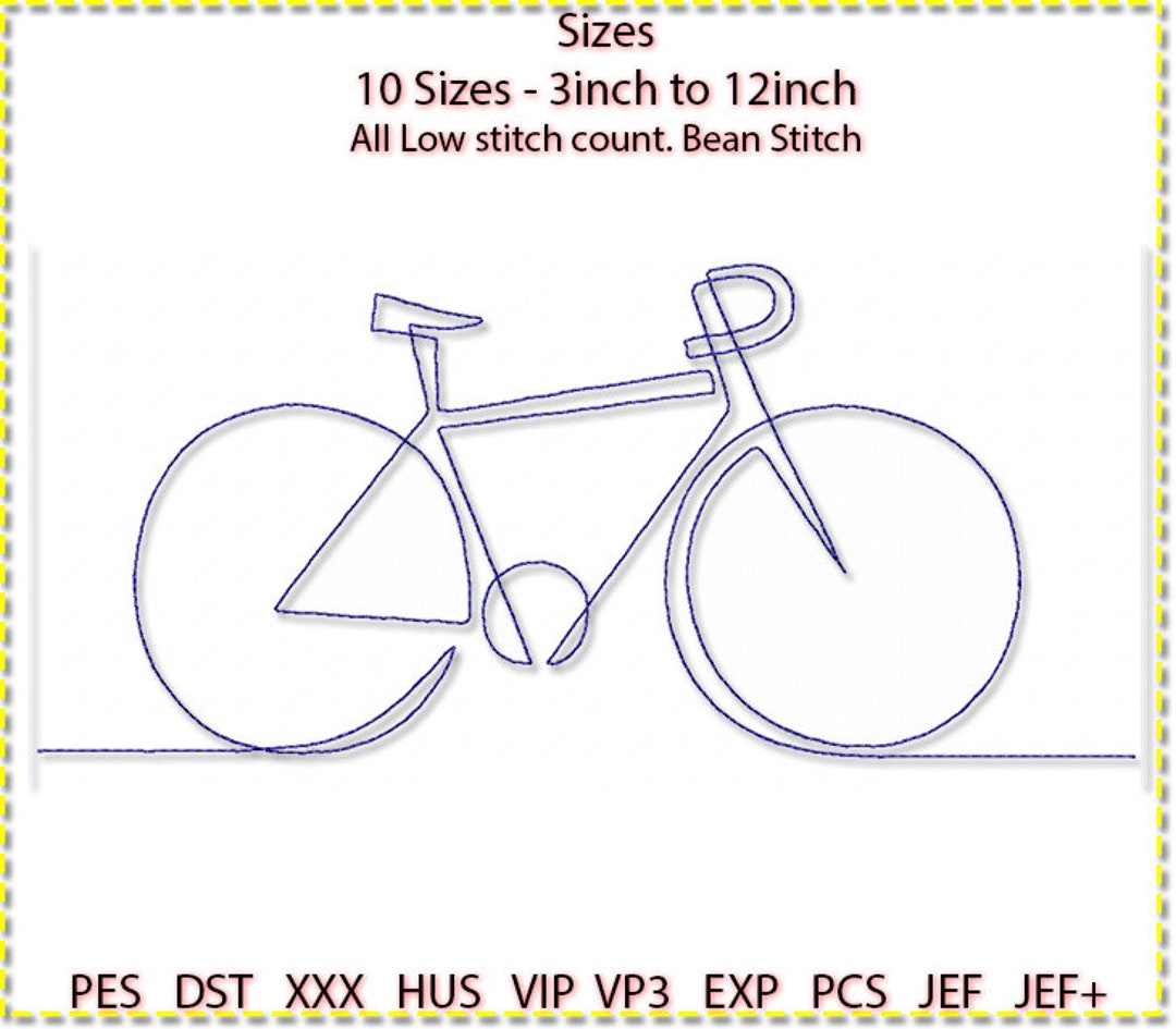 Bike Embroidery Design, Machine Embroidery, 10 Sizes. Low Stitch Count ...