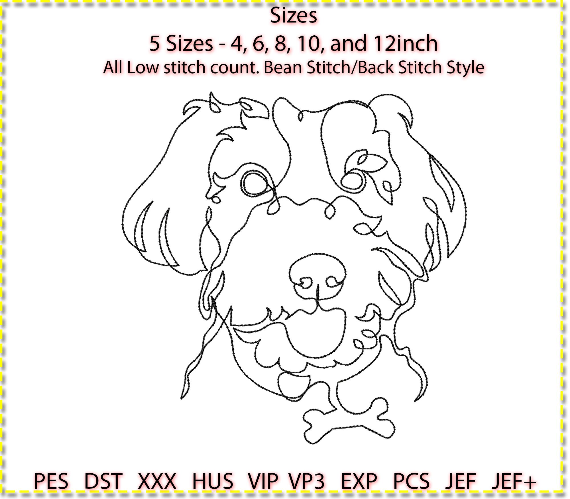 Dog Line Art Embroidery Design: Low Stitch Count (digital Download) - Etsy