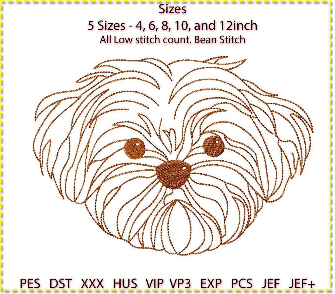Shih Tzu Dog Line Art Embroidery Design: 5 Sizes (digital Download) - Etsy