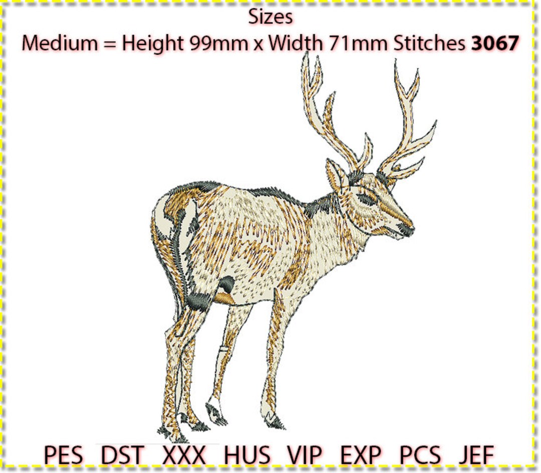 Stag Embroidery Design, Machine Embroidery, Low Stitch Count. 3 Colour ...