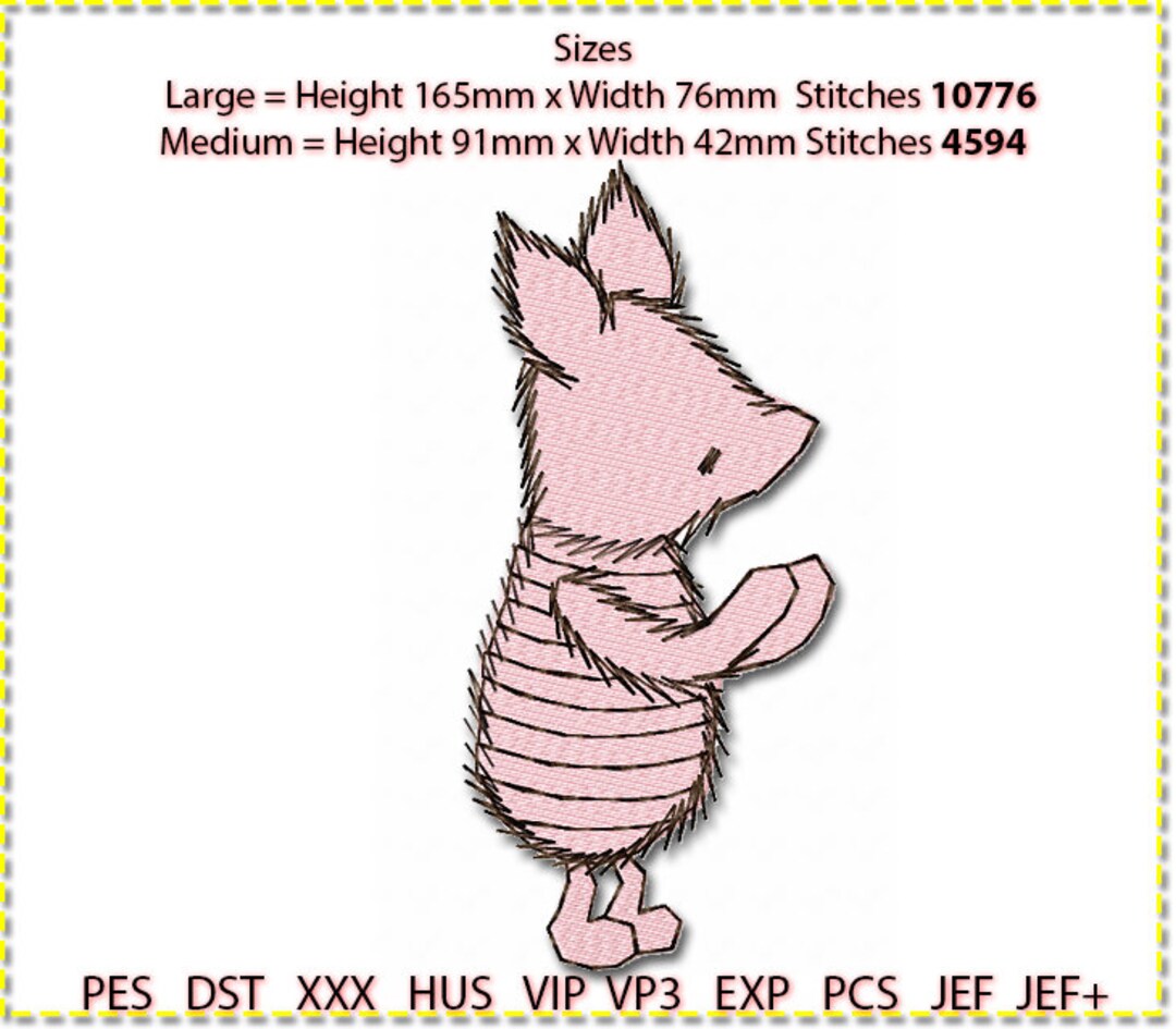 Classic Piglet Embroidery Design, Pooh Bear Machine Embroidery, Piglet ...