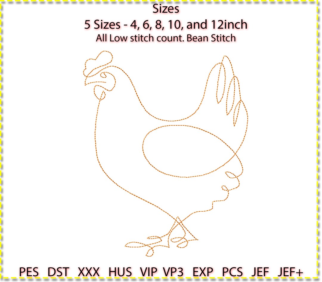 Hen Line Art Machine Embroidery Design: Farm Chicken (digital Download ...