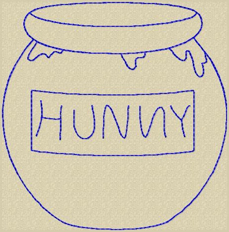 Hunny Pot Line Art Embroidery Design: Winnie the Pooh (digital Download ...