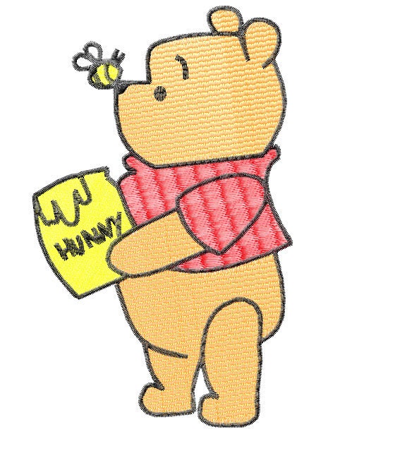 Pooh Embroidery Design Pooh Bear With Bee and Honey Pot. - Etsy