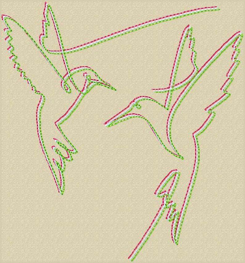 Hummingbirds Line Art. Machine Embroidery Line Art. Low - Etsy