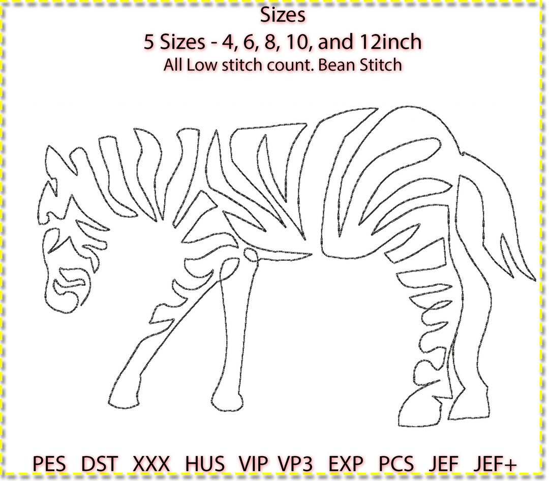 Zebra Embroidery Design, Machine Embroidery, 5 Sizes. Low Stitch Count ...
