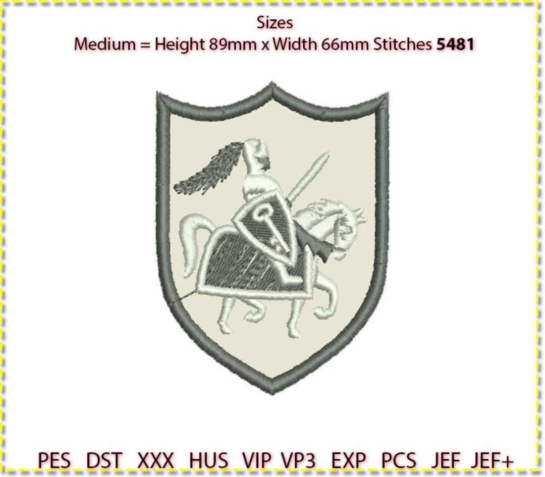 Knight Emblem. Shield Embroidery Design, Motto Machine Embroidery, Low ...