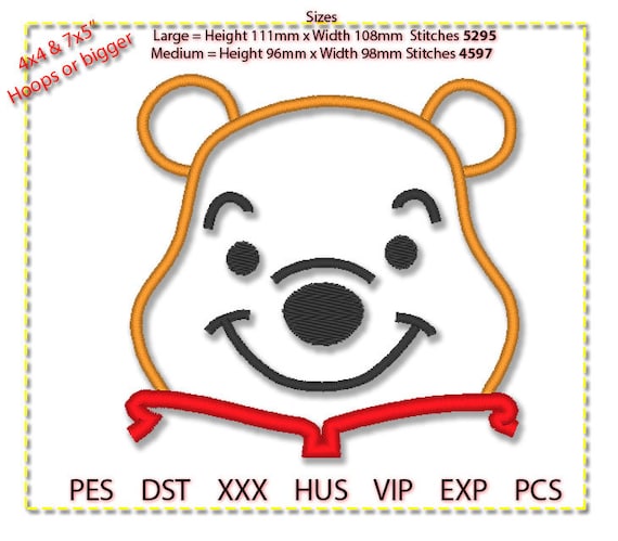 Pooh Embroidery Design Pooh Bear Machine Embroidery Winnie. | Etsy