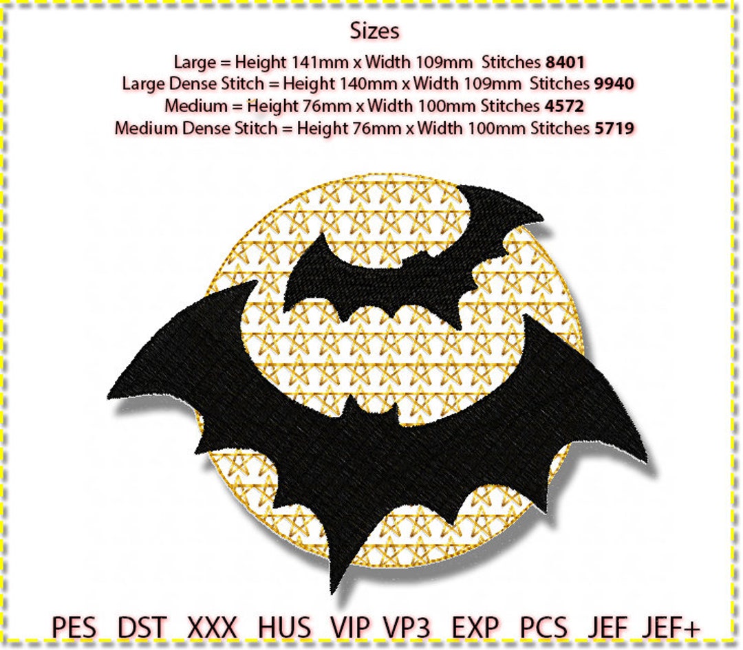 Halloween Bats Embroidery Design, Machine Embroidery. 2 Sizes 2 Colour ...