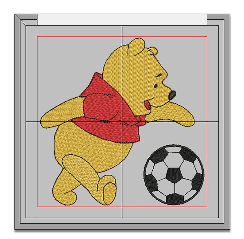 Football Pooh Embroidery Design: Winnie Machine Embroidery (3 Colour ...