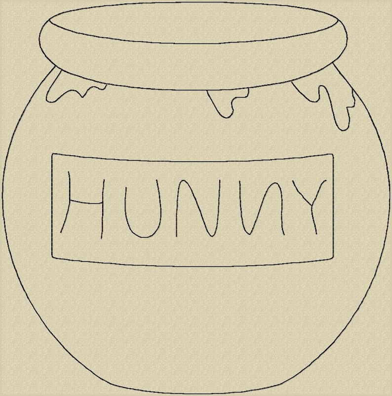 Hunny Pot Line Art Embroidery Design: Winnie the Pooh (digital Download ...