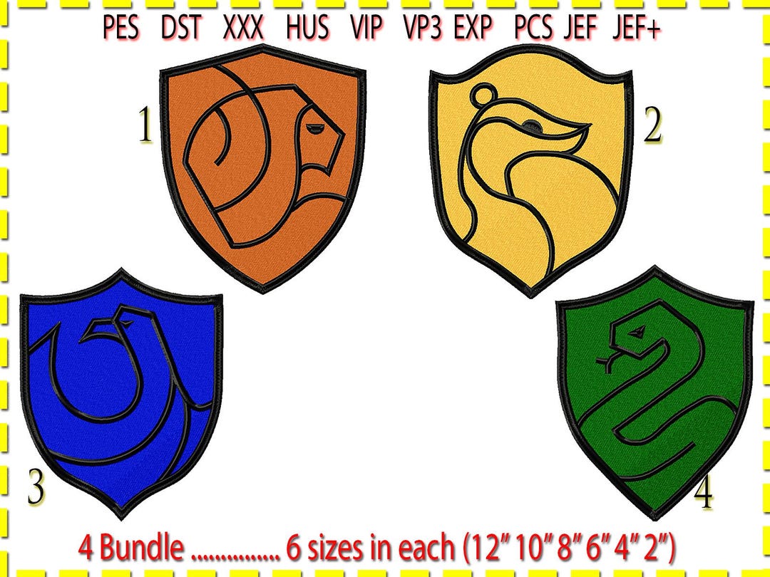 Hogwarts Creative Crests. Harry Potter Emblem Bundle. Embroidery Design ...