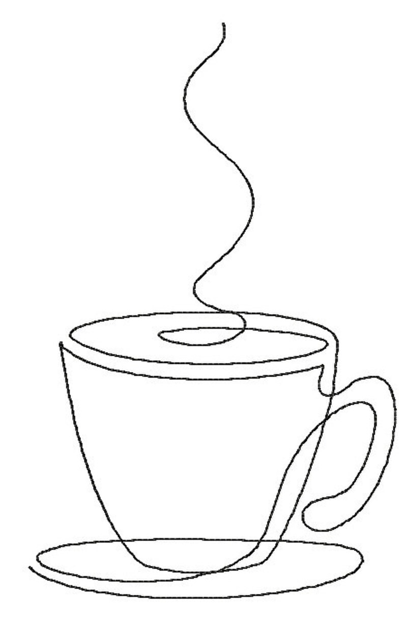 Cup Line Art Machine Embroidery Line Art. Low Stitch Count. 1 - Etsy