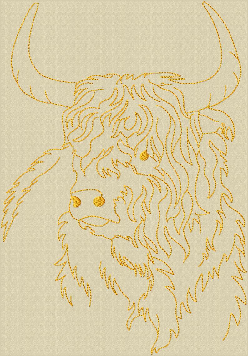 Highland Cow Embroidery Design for Machine Embroidery. Embdroidery File ...
