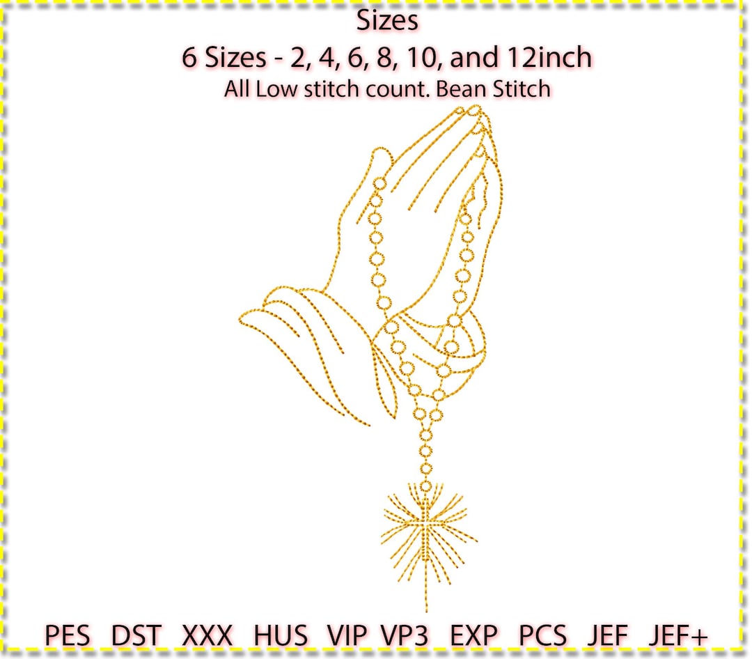 Pray Rosary Line Art Embroidery Design, Back-stitch Style. Count. 1 ...