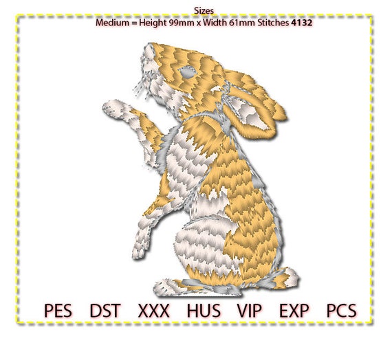 Rabbit Embroidery Design Machine Embroidery. 3 Colour. 4x4 | Etsy