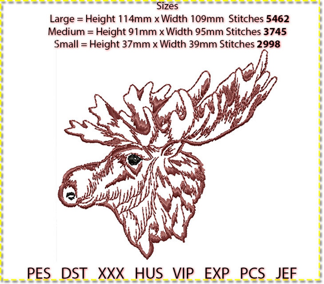 Stag Embroidery Design, Machine Embroidery, Low Stitch Count. 2 Colour ...