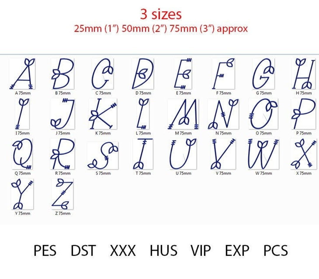 Monogram Embroidery Design, Leafy Font for Machine Embroidery, - Etsy