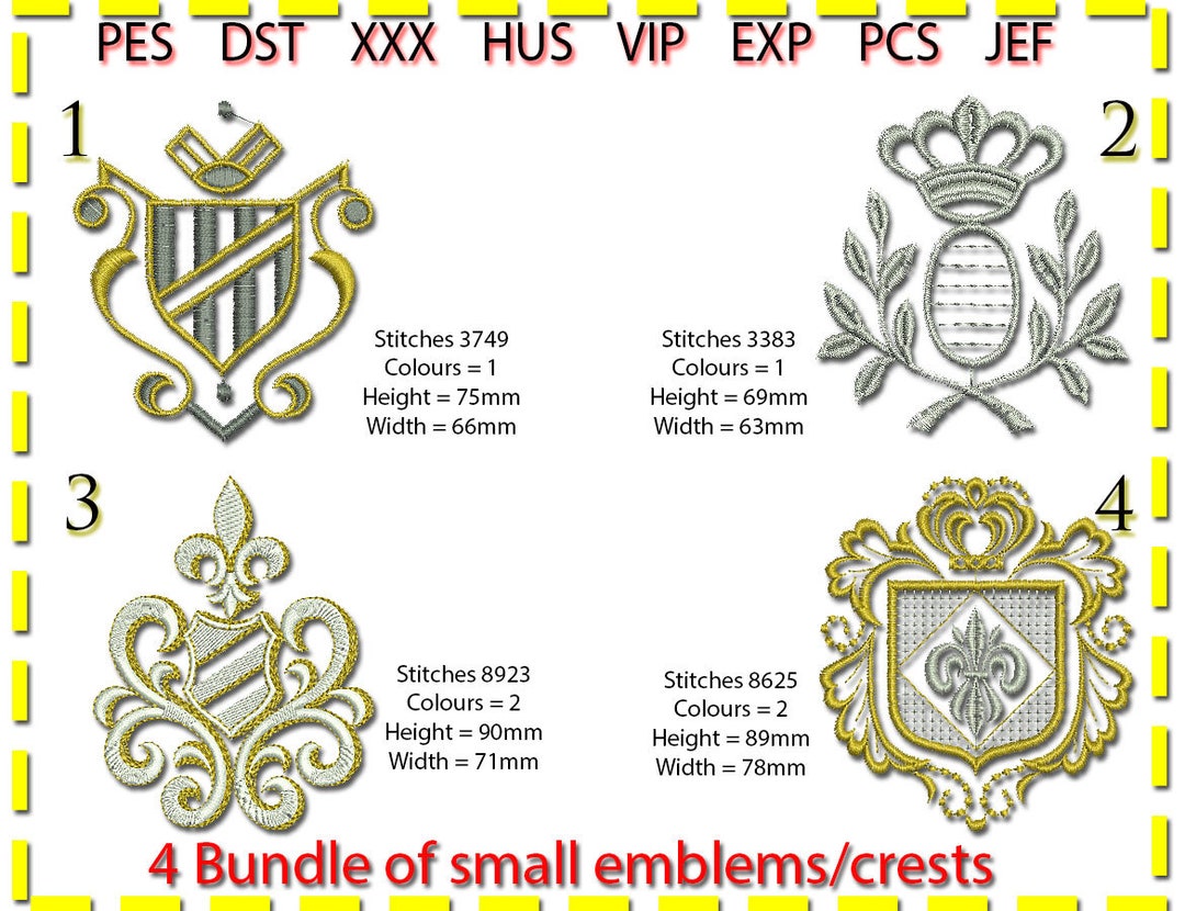 Crests Emblem Bundle 2 Embroidery Design, Machine Embroidery, 1 to 2 ...