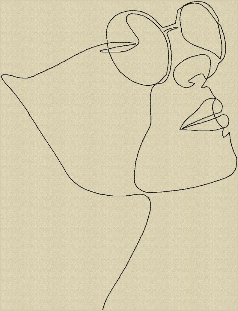 Face Line Art Machine Embroidery Line Art. Low Stitch Count. - Etsy