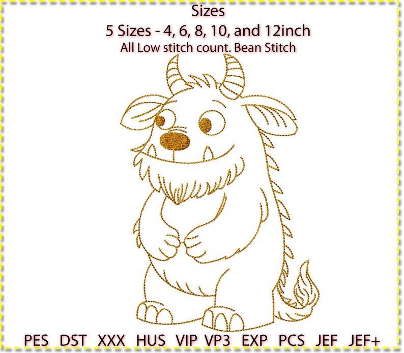 Gruffy Machine Embroidery, Line Art. 1 Colour. Bean Stitch (backstitch ...