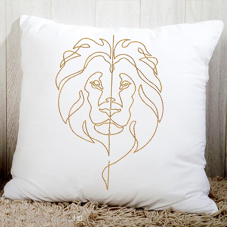 Lion Line Art Embroidery Design: Machine Embroidery, 5 Sizes (digital ...
