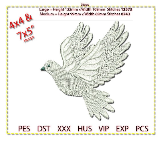 Dove Embroidery Design Machine Embroidery Textured - Etsy